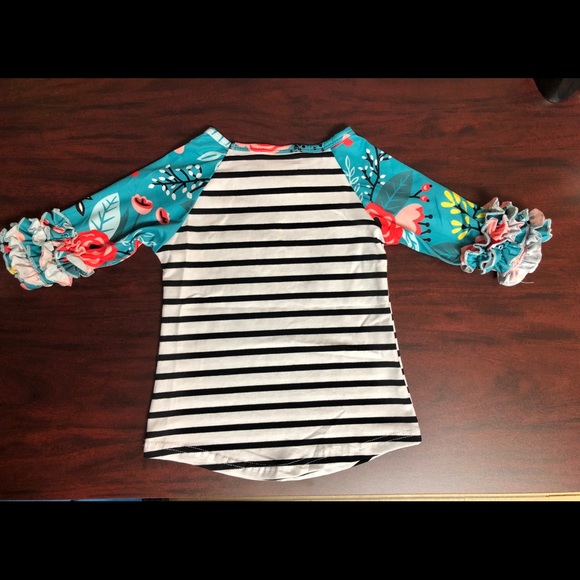 Shirts & Tops | Girls Striped Shirt With Floral Designs | Poshmark